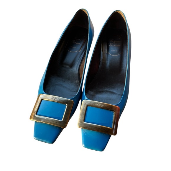 Roger Vivier | Shoes | Roger Vivier Blue With Antique Brass Buckle Size ...